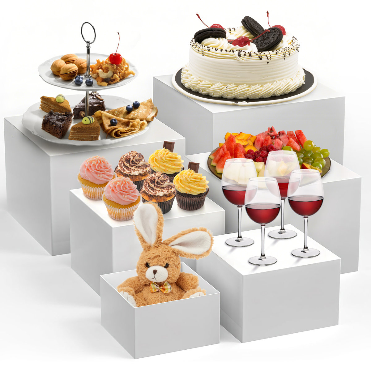 Ebern Designs Stackable Display Risers – Multi-Sized Food Stands for ...