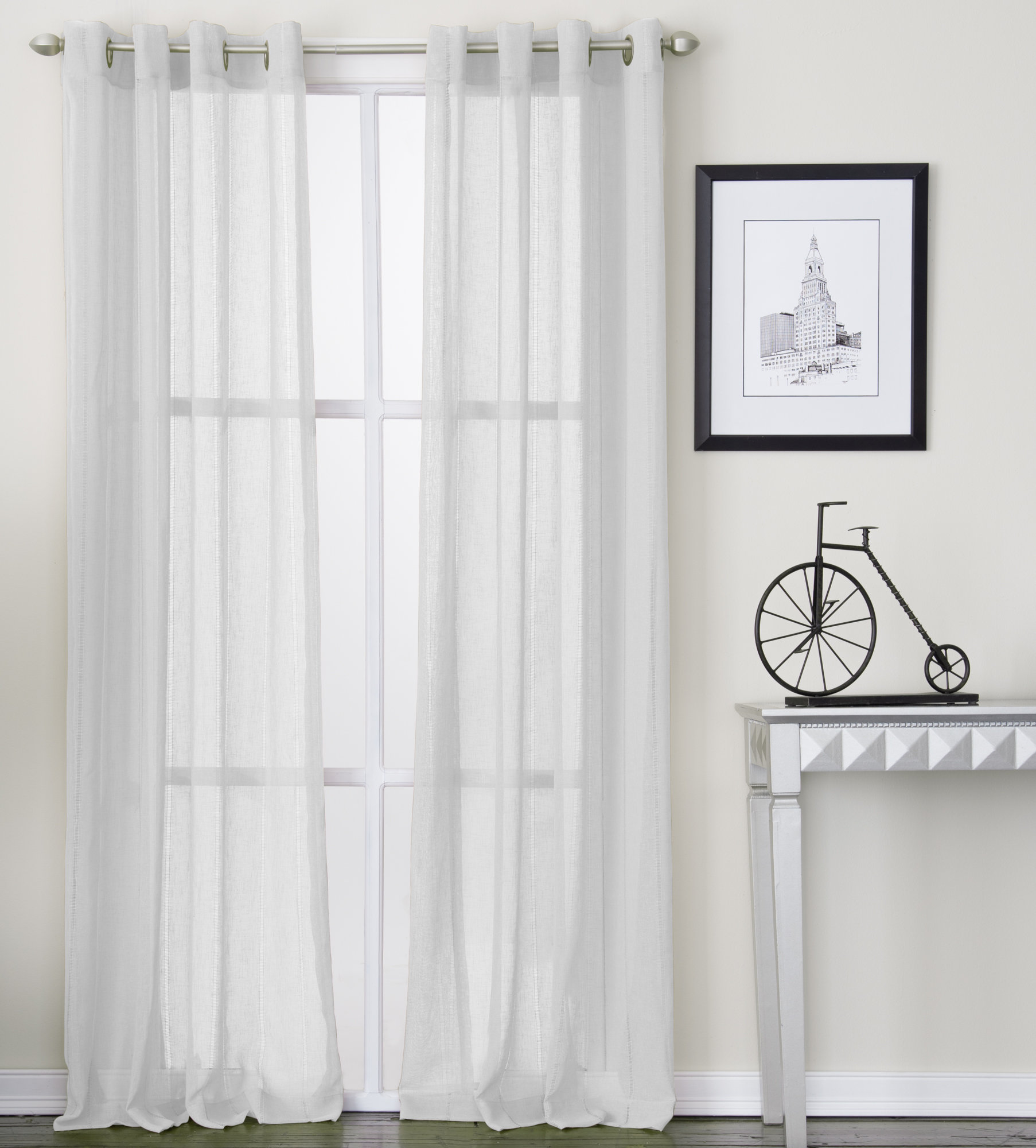 Charlton Home® Creedmoor 100% Polyester Semi-Sheer Solid Color Curtain ...
