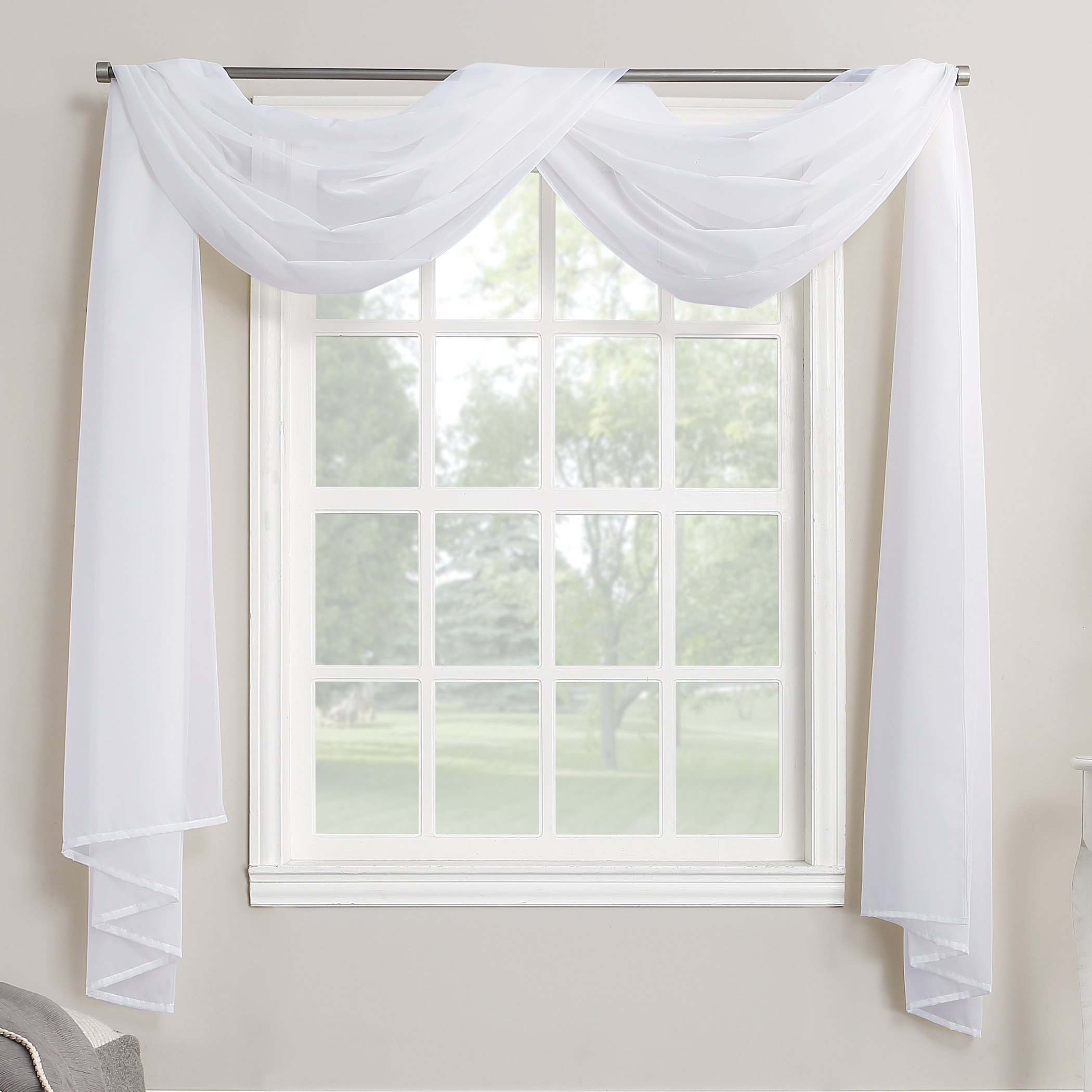 Eider & Ivory™ Monona Sheer Voile Window Scarf & Reviews | Wayfair