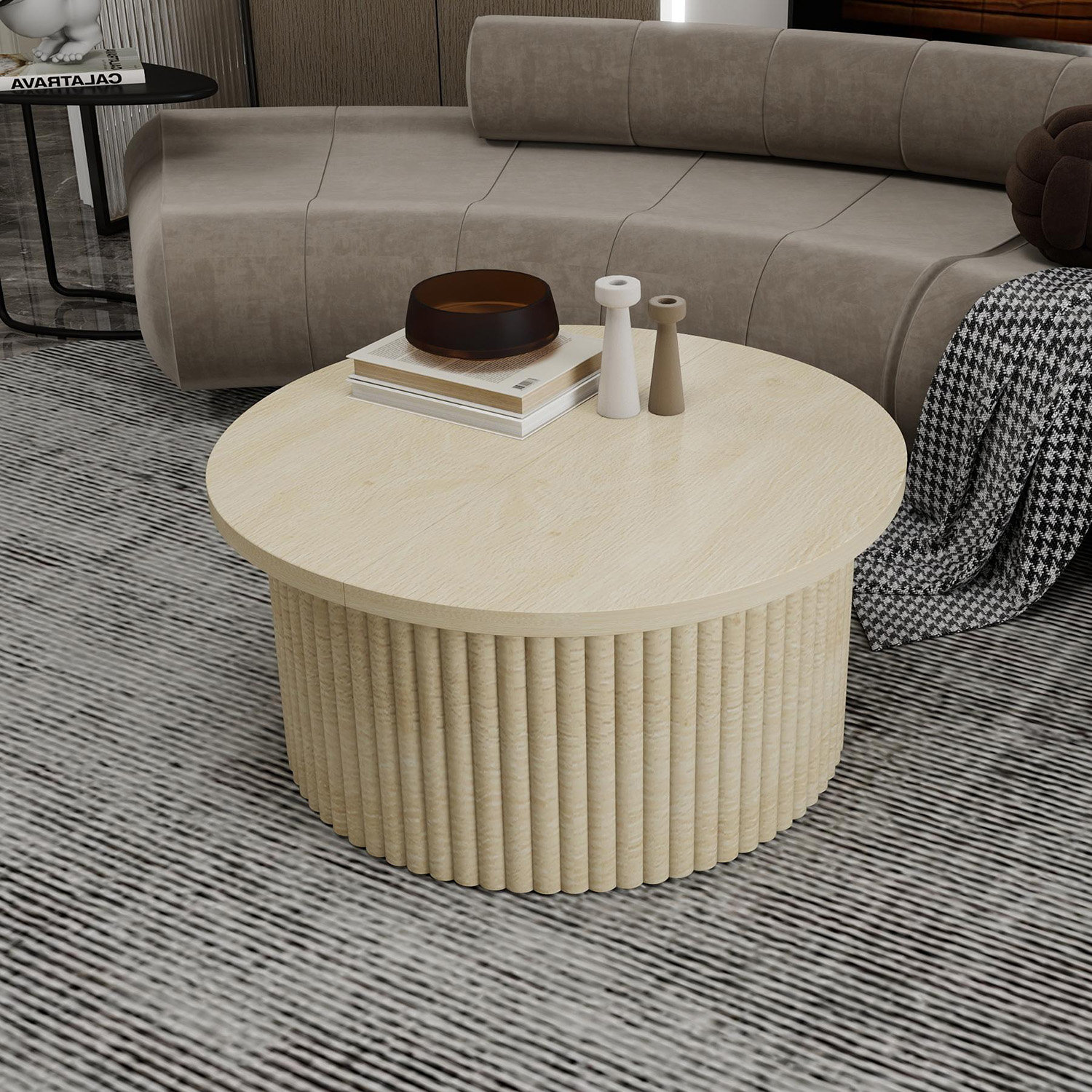 Ebern Designs Modern Round Coffee Table, Decorative Side Table For ...
