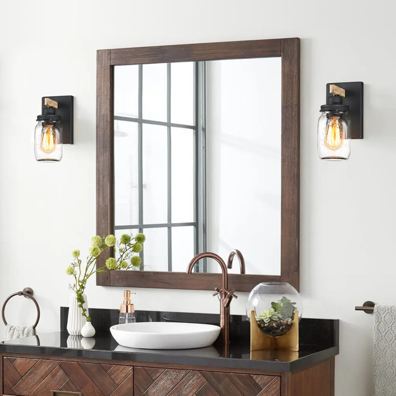 Laurel Foundry Modern Farmhouse® Albie 1-light Black/wood Tone Rustic ...