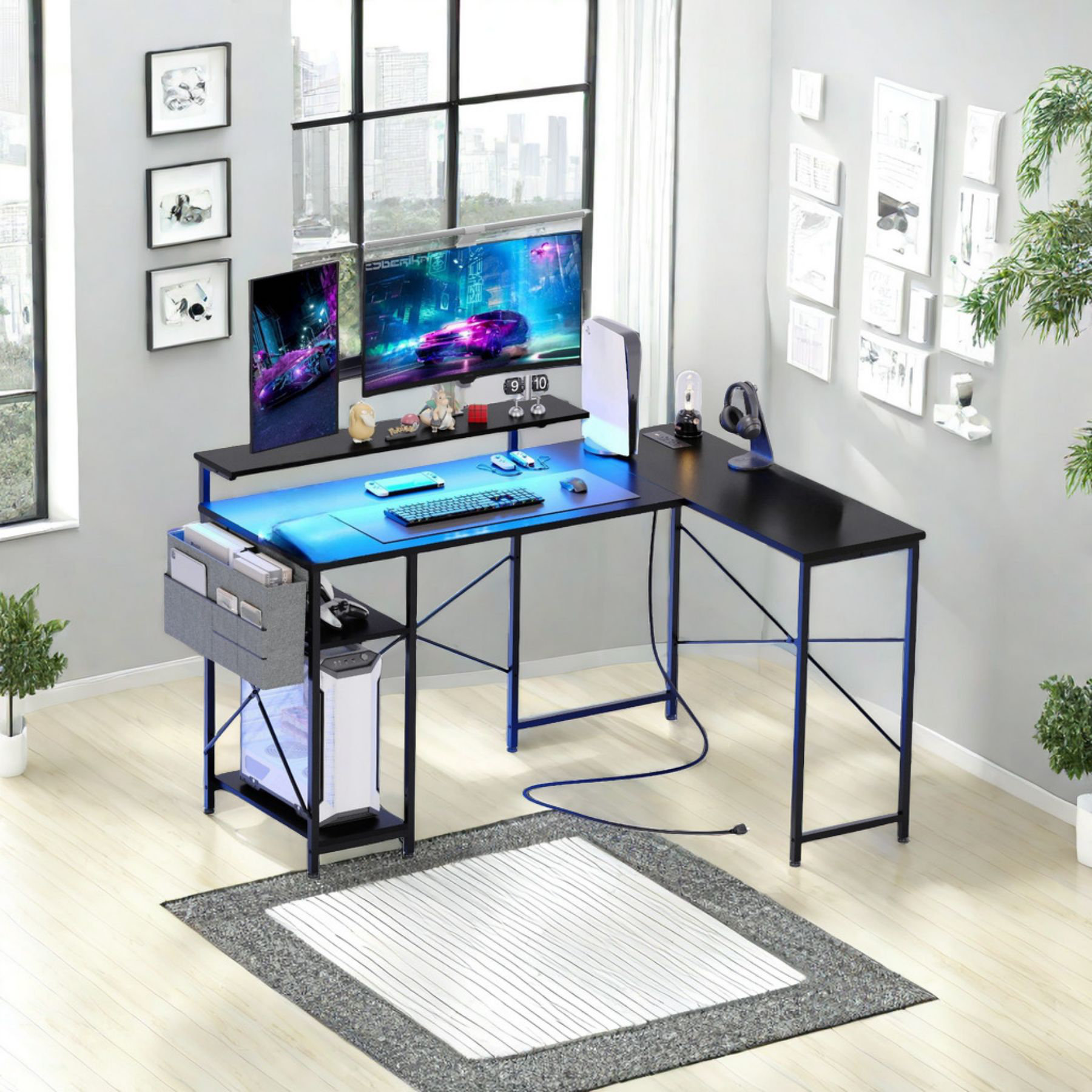 Inbox Zero Mikkia 54'' W Height Adjustable L-Shaped Computer Desk | Wayfair