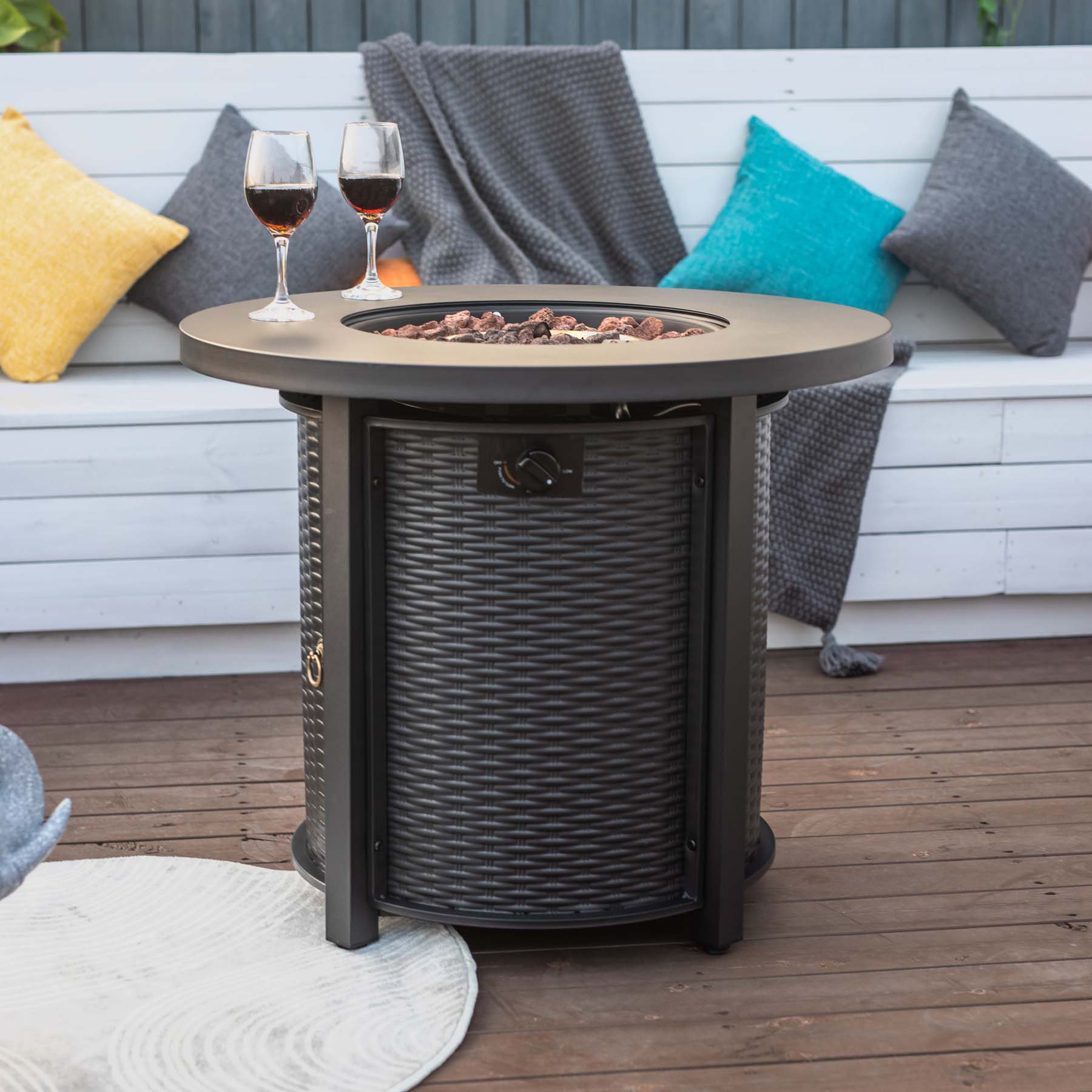 Latitude Run® 30inch Propane Round Fire Table 40000BTU Propane Fire Pit ...