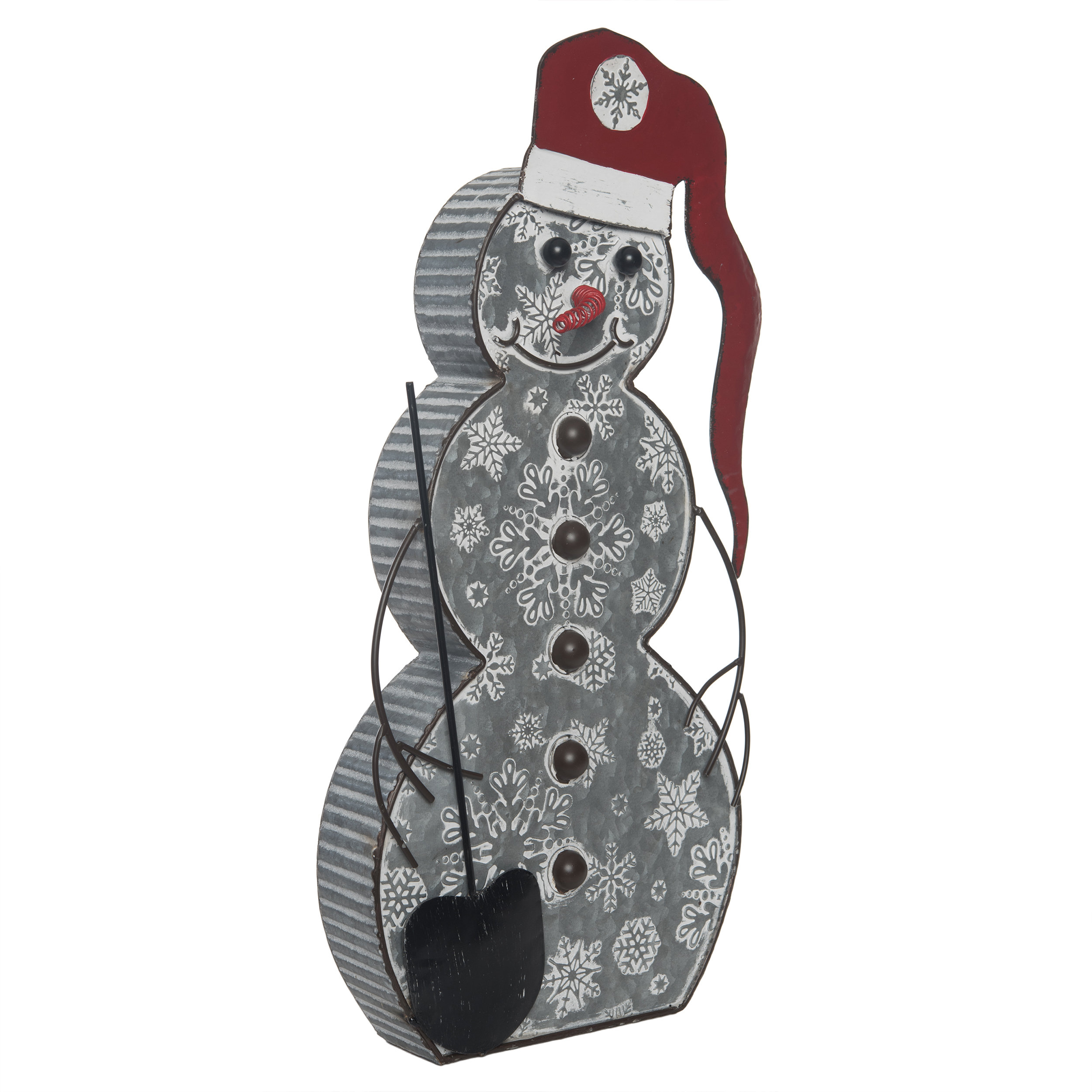 Transpac Metal 20 in. Multicolor Christmas Snowman with Shovel | Wayfair