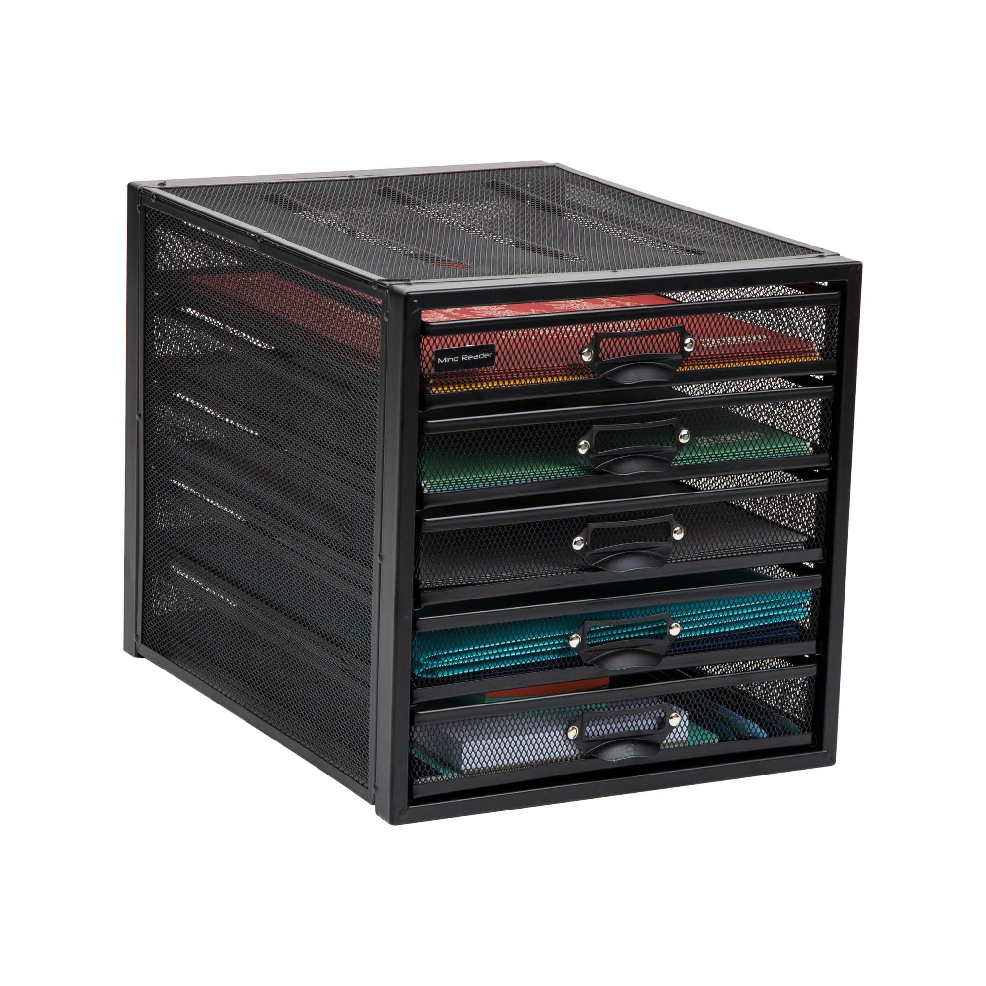 Hokku Designs File Storage Drawers: Black 5-Drawer Metal Mesh Desk ...