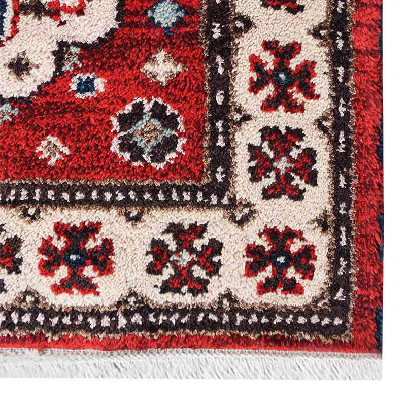 Bungalow Rose Red Cream Silk and Wool Handmade Oriental Area Rug, Hand ...