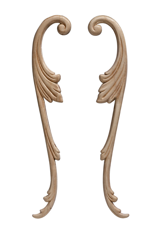 Ornamental Mouldings Birch Scroll 2" H x 10.38" W x 0.22" D Onlay ...