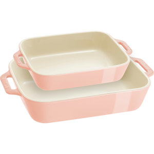 Staub Ceramique Rectangular Baking Dish Set Macaron 2 Piece & Reviews ...