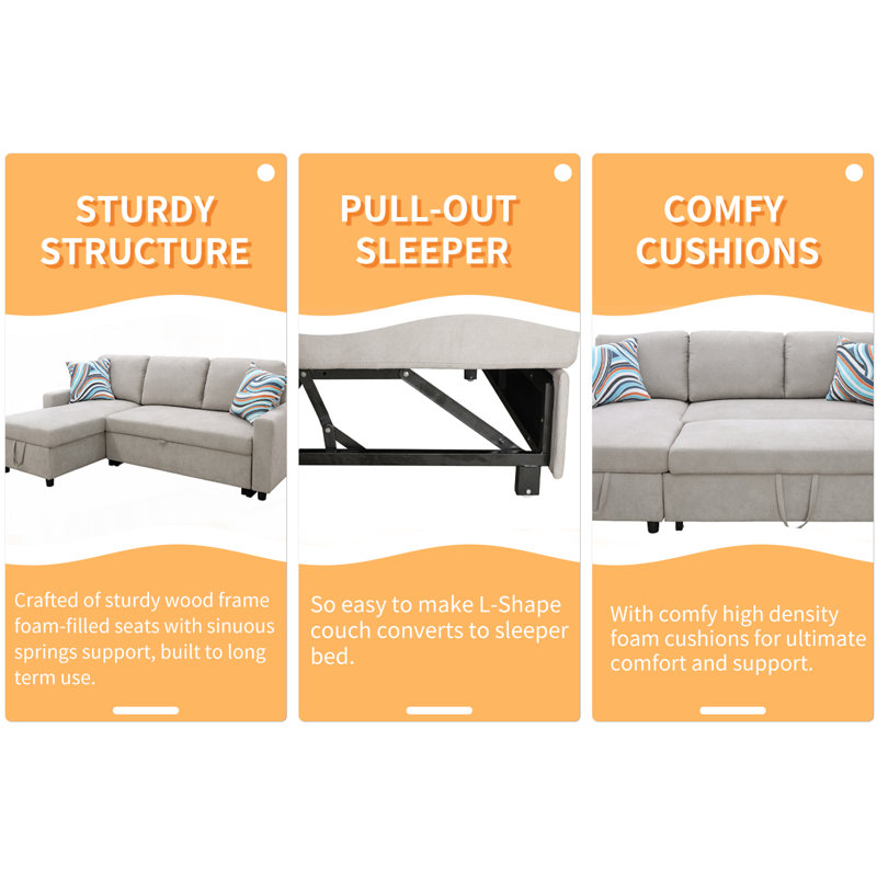 Ebern Designs Sebella 83" Wide Reversible Sleeper Corner Sectional ...