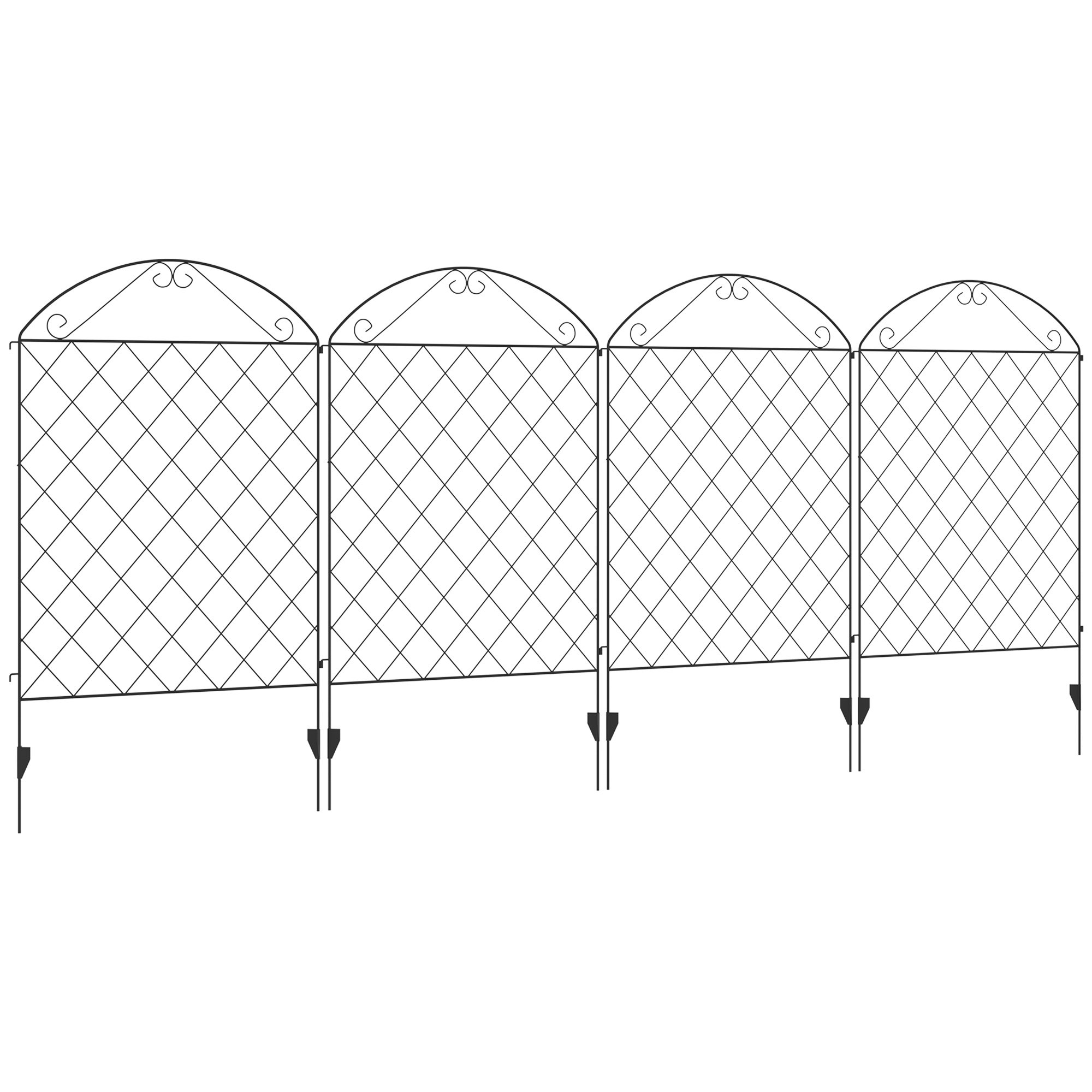 Williston Forge Nias 110cm H x 348cm W Black Metal Fence Panels ...