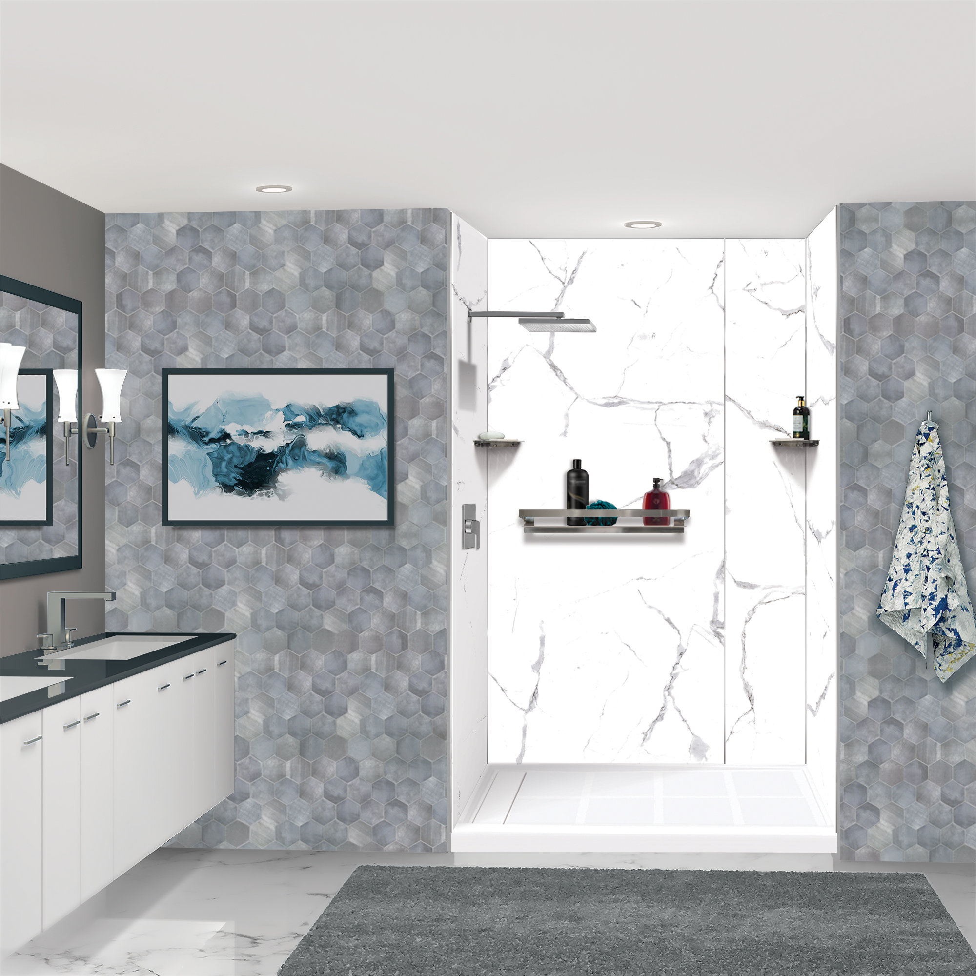 Transolid K-J30-SSC-MB Shower Shelf Kit 30-in Grab Bar Shelf 2 Corner ...