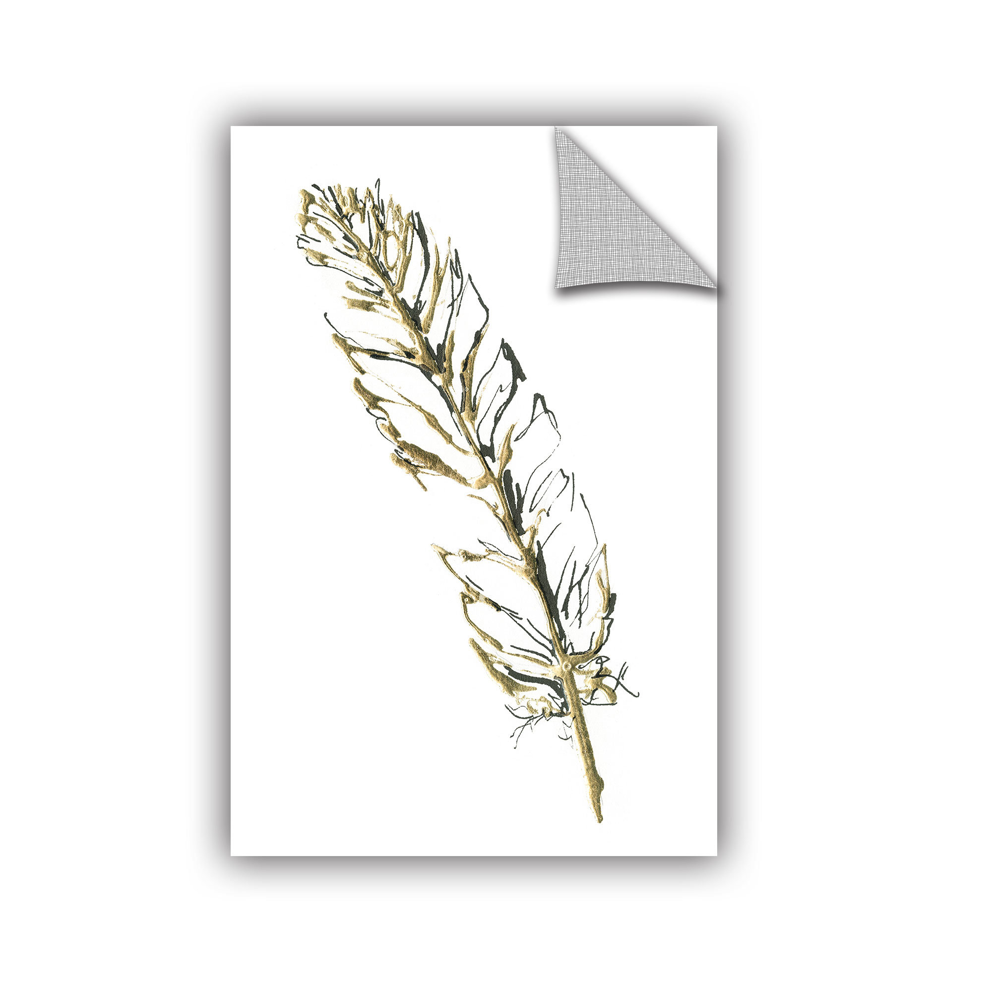 Dakota Fields Vanderbilt Gilded Turkey Feather II Removable Wall Decal ...