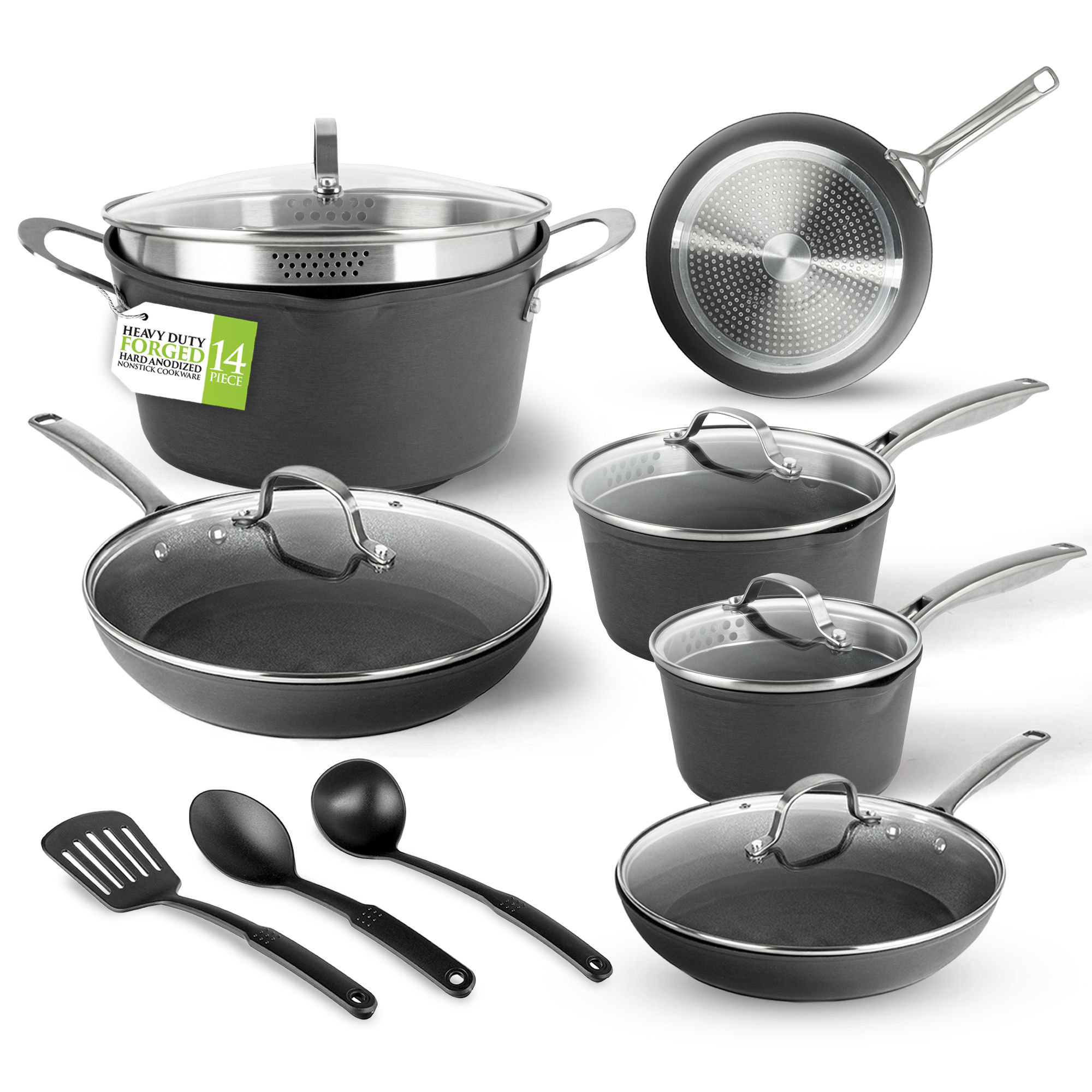 Granitestone Armor Max 14 Piece Hard Anodized Nonstick Durable Cookware ...