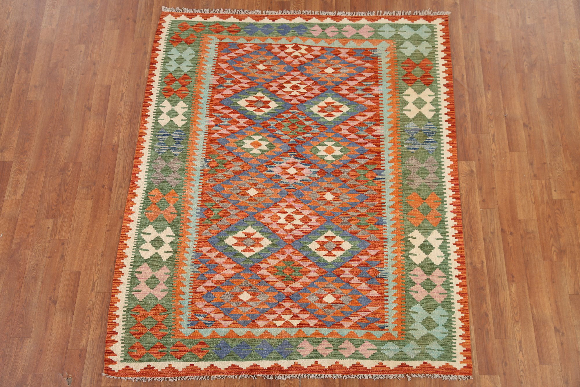Bungalow Rose Colorful Kilim Oriental Area Rug 5x6 | Wayfair