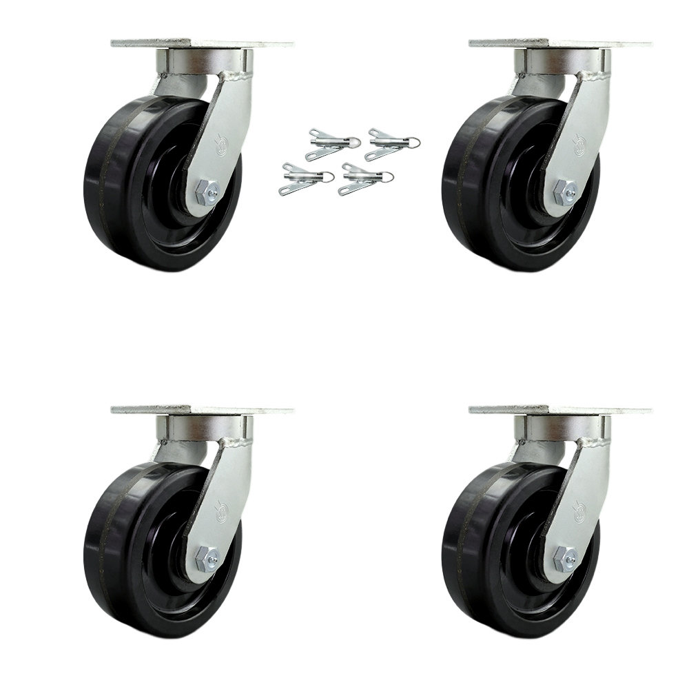 Service Caster Extra Heavy Duty Phenolic Swivel Caster Set with Swivel ...