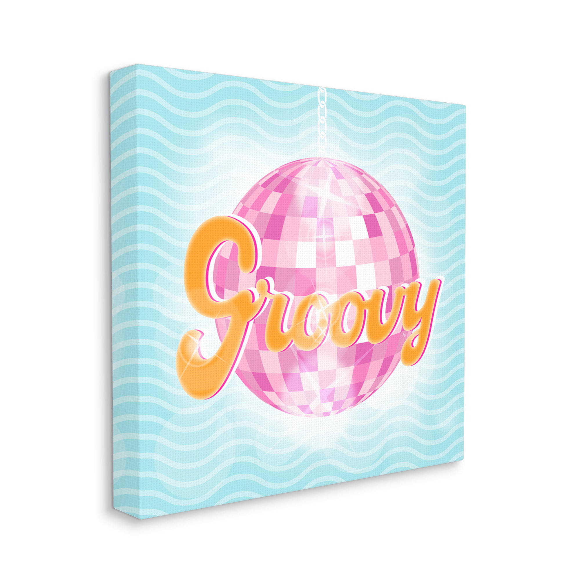 Stupell Industries Aw-233-Canvas Groovy Retro Disco Ball Stripes On ...