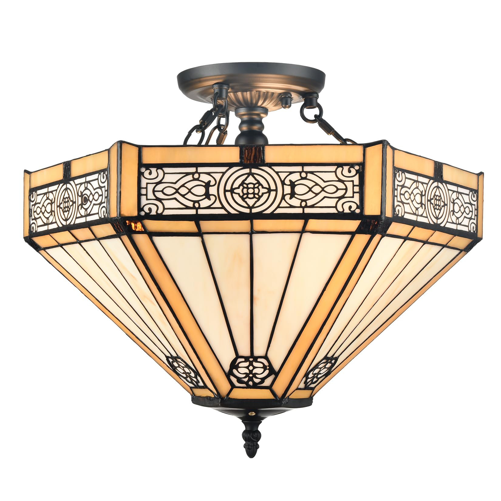 Astoria Grand Tiffany Semi Flush Mount Light Stained Glass Ceiling ...