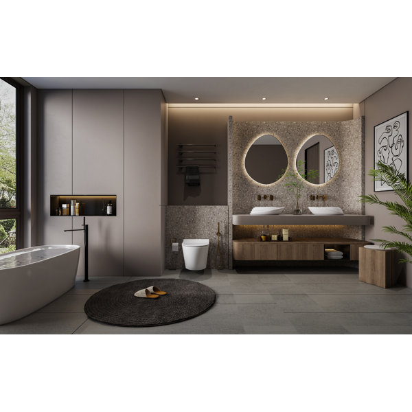 MEJE 21" Rose Gold Embossed Art Basin, Ceramic Slant Oval Bathroom Sink ...