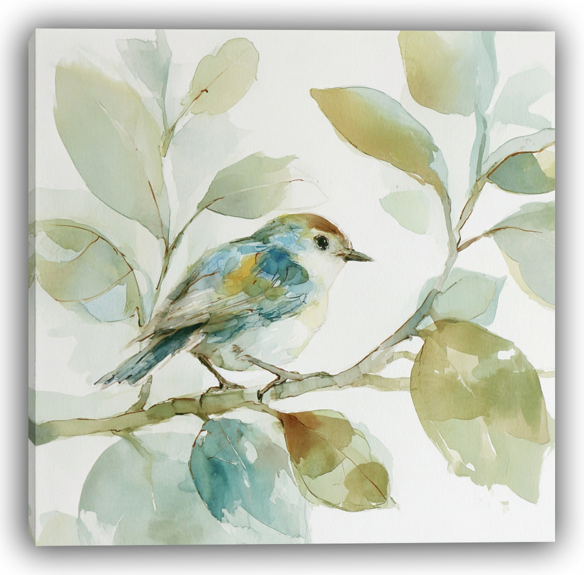 Winston Porter Bluebird Serenity Watercolor Bird Wall Art | Wayfair