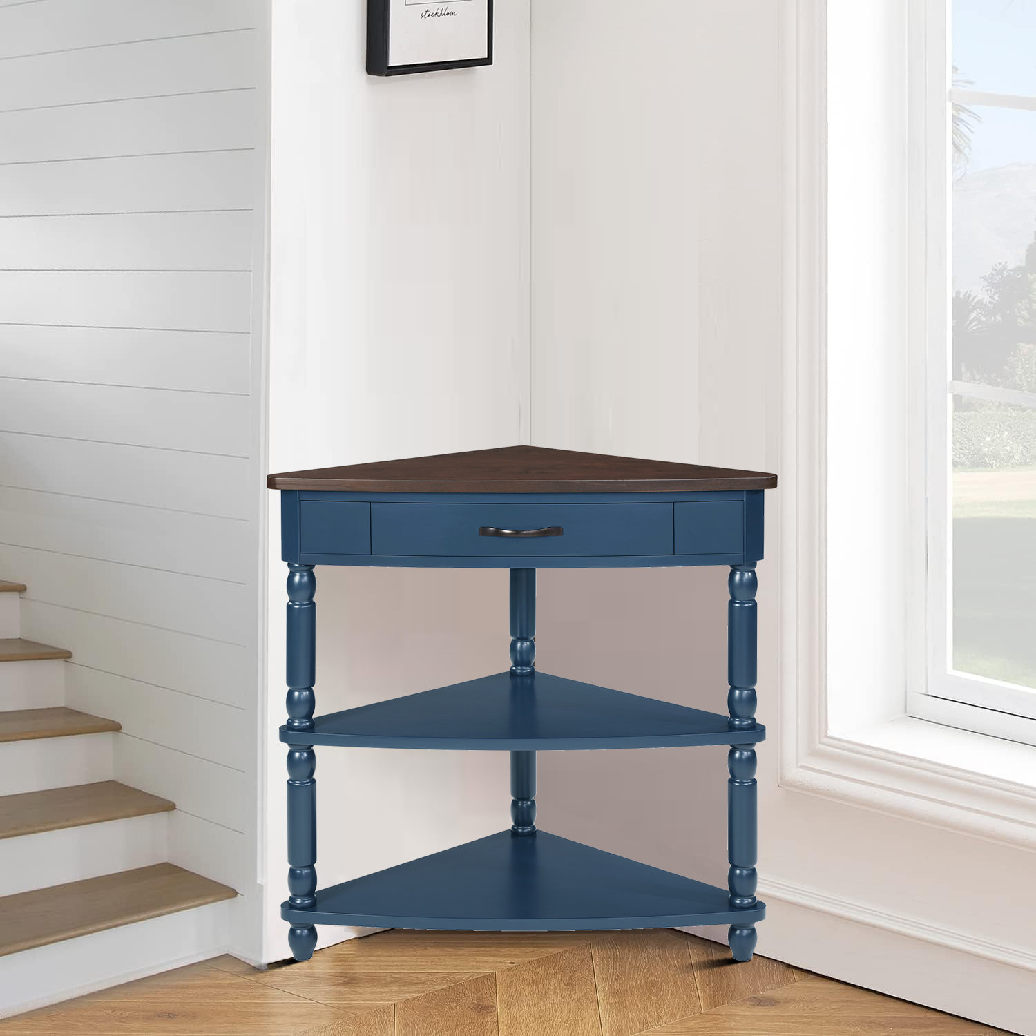 Corrigan Studio® Retro style space saving triangular corner table with ...