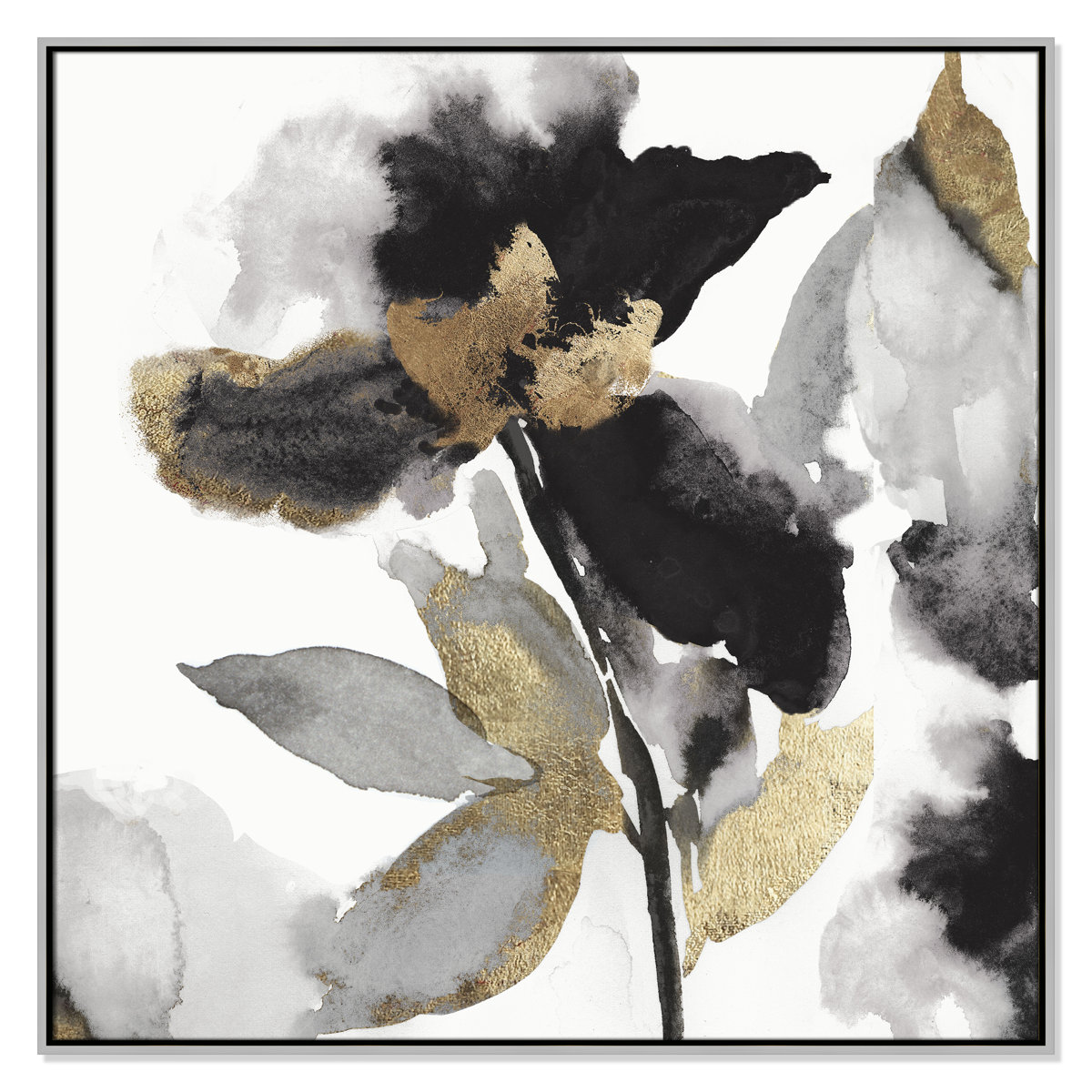 Casa Fine Arts Black Petals Gold Leaves II Print by Asia Jensen | Wayfair