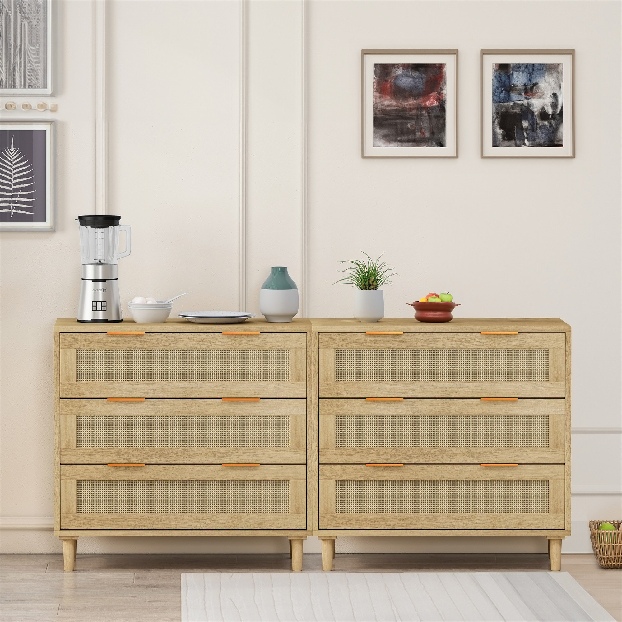 Dakota Fields 3-Drawers Rattan Storage Cabinet Rattan Drawer (Set Of 2 ...