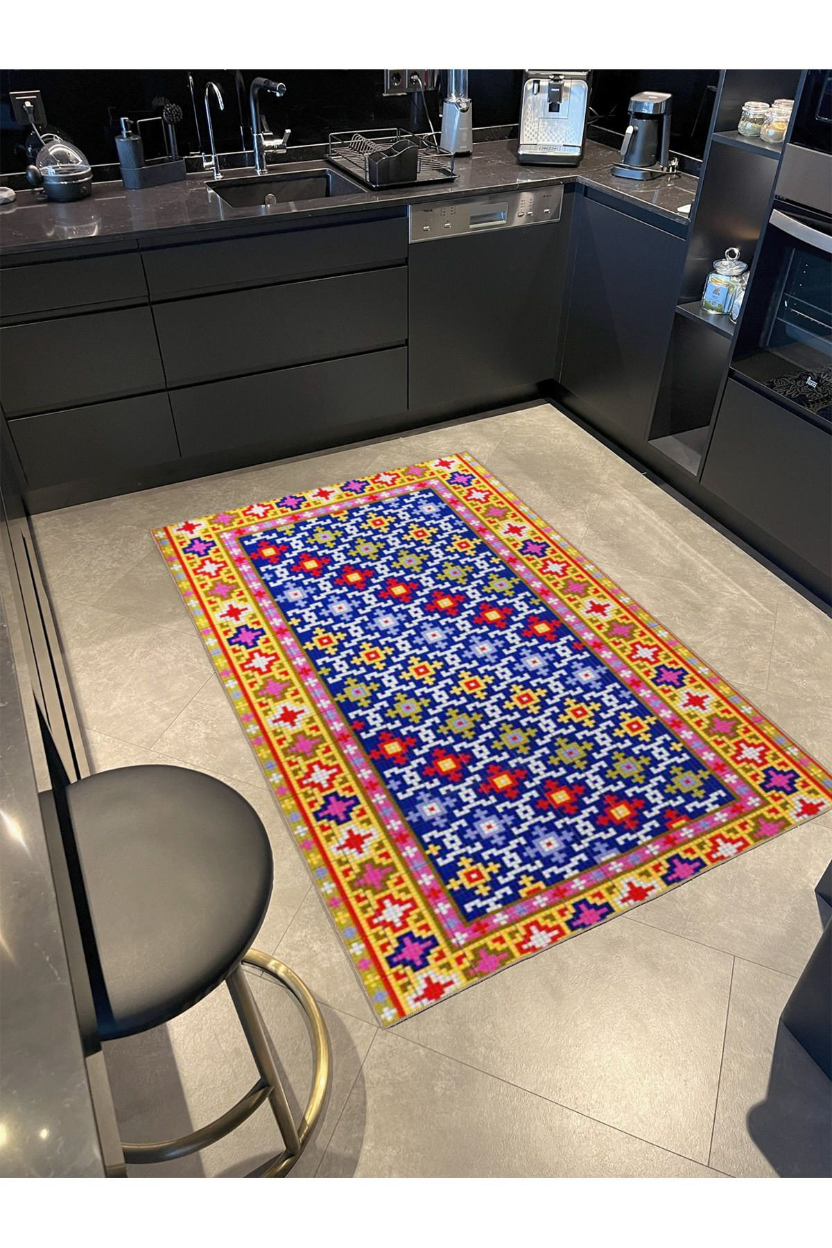 Wildon Home® Yellow Star Patterned Woven Base Washable Rug | Wayfair