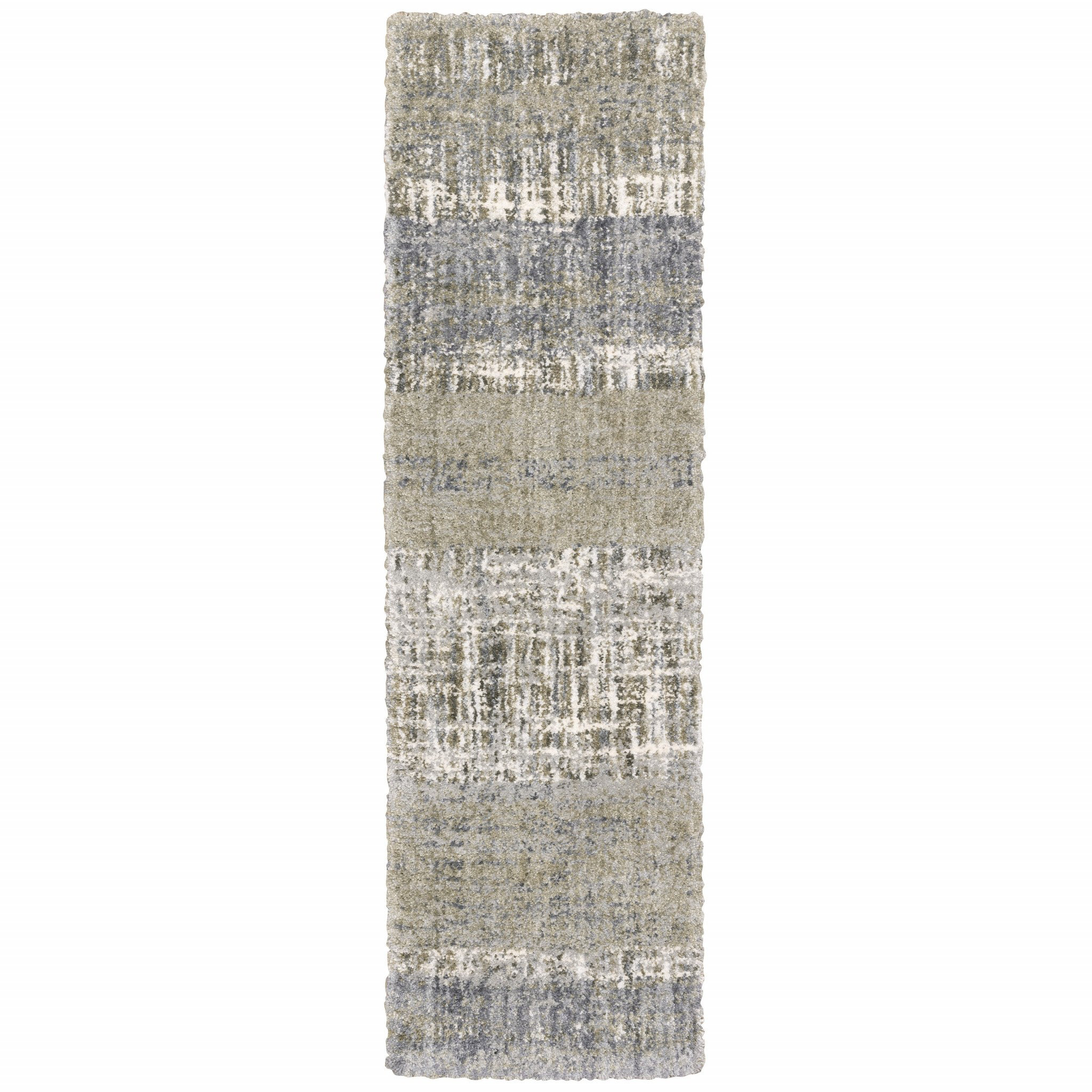 17 Stories Abstract Power Loomed Nylon Area Rug in Gray/White | Wayfair