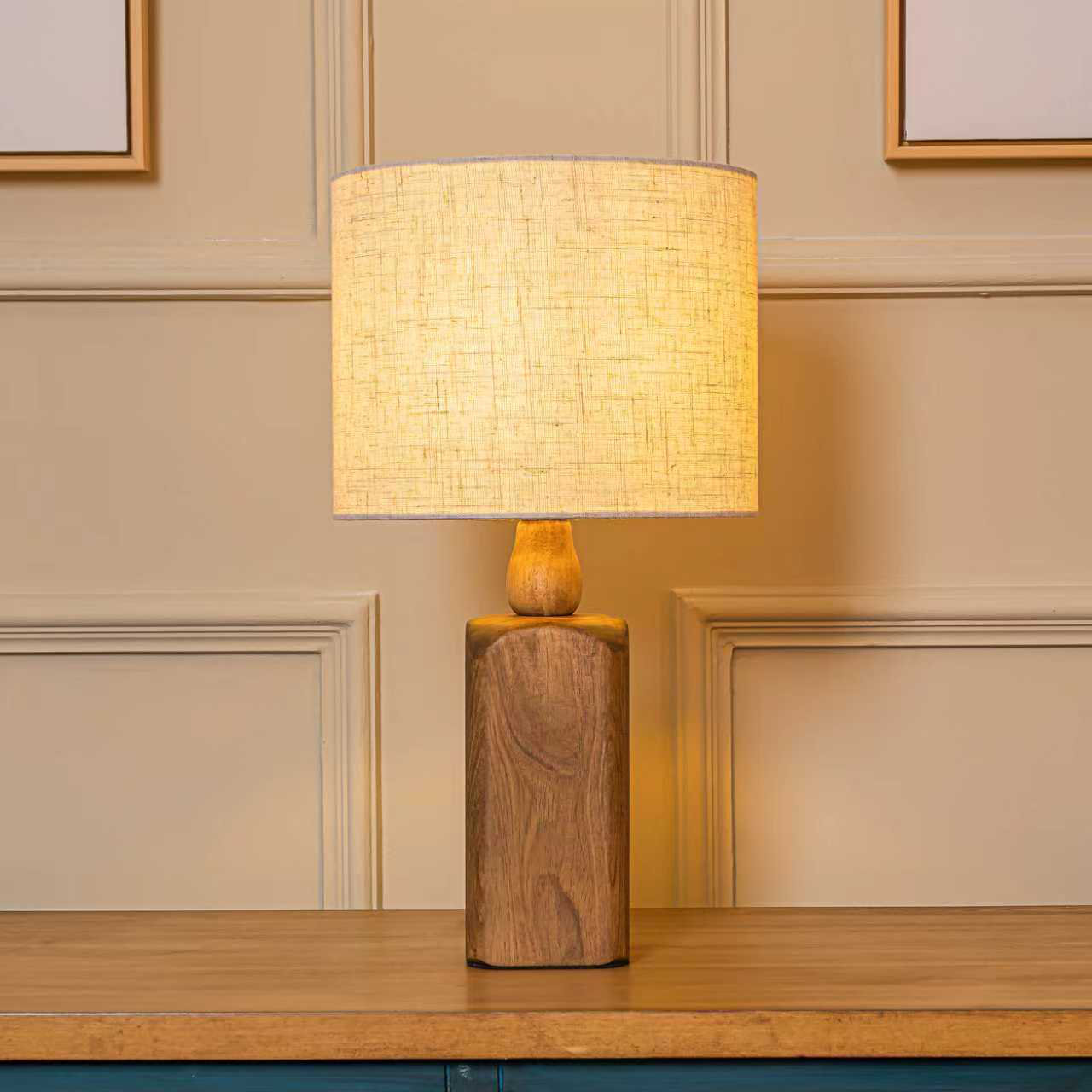 Millwood Pines farmhouse Traditional Natural Solid Wood Table Lamp With ...