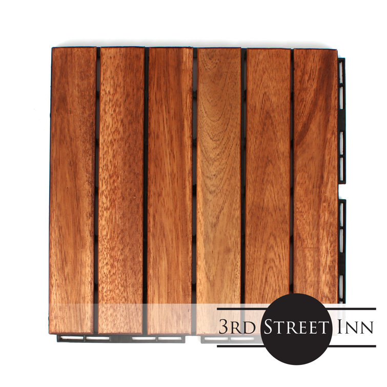 3rd Street Inn 12" x 12" Wood Interlocking Deck Tile | Wayfair
