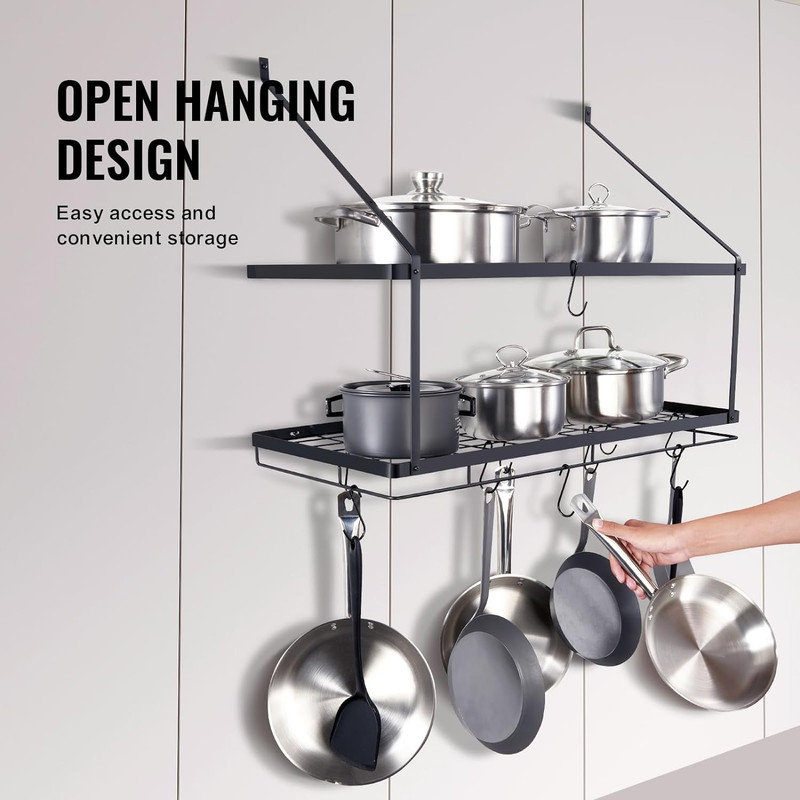 Prep & Savour Steel Rectangle Wall Mounted Pot Rack | Wayfair