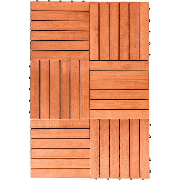 Panarciss 12" x 12" Wood Interlocking Deck in Brown | Wayfair
