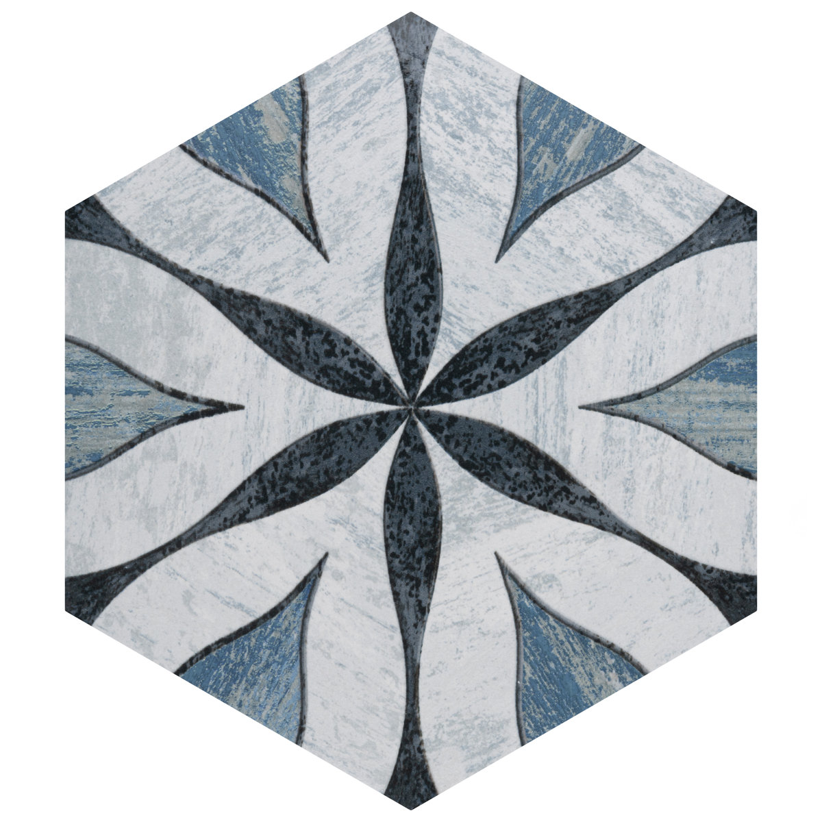 Merola Tile Cassis Hex Flower 8-5/8 In. X 9-7/8 In. Porcelain Vintage ...