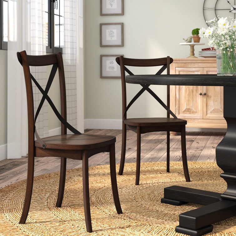 Rosalind Wheeler Cramlington Wood and Steel X-Back Side Chair & Reviews ...