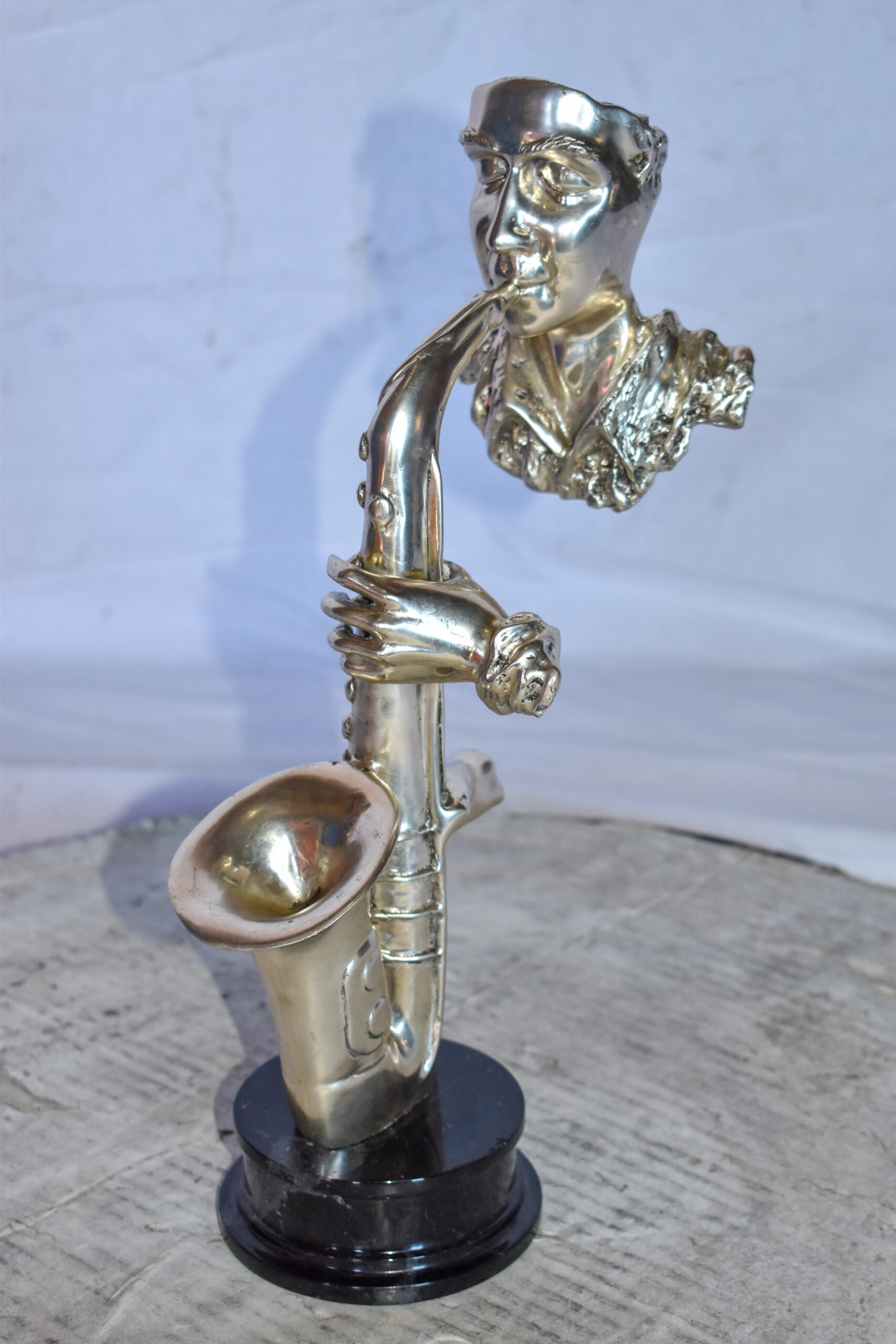 Trinx Farlay Modern Art of a Saxophone Player Bronze Statue on Marble ...