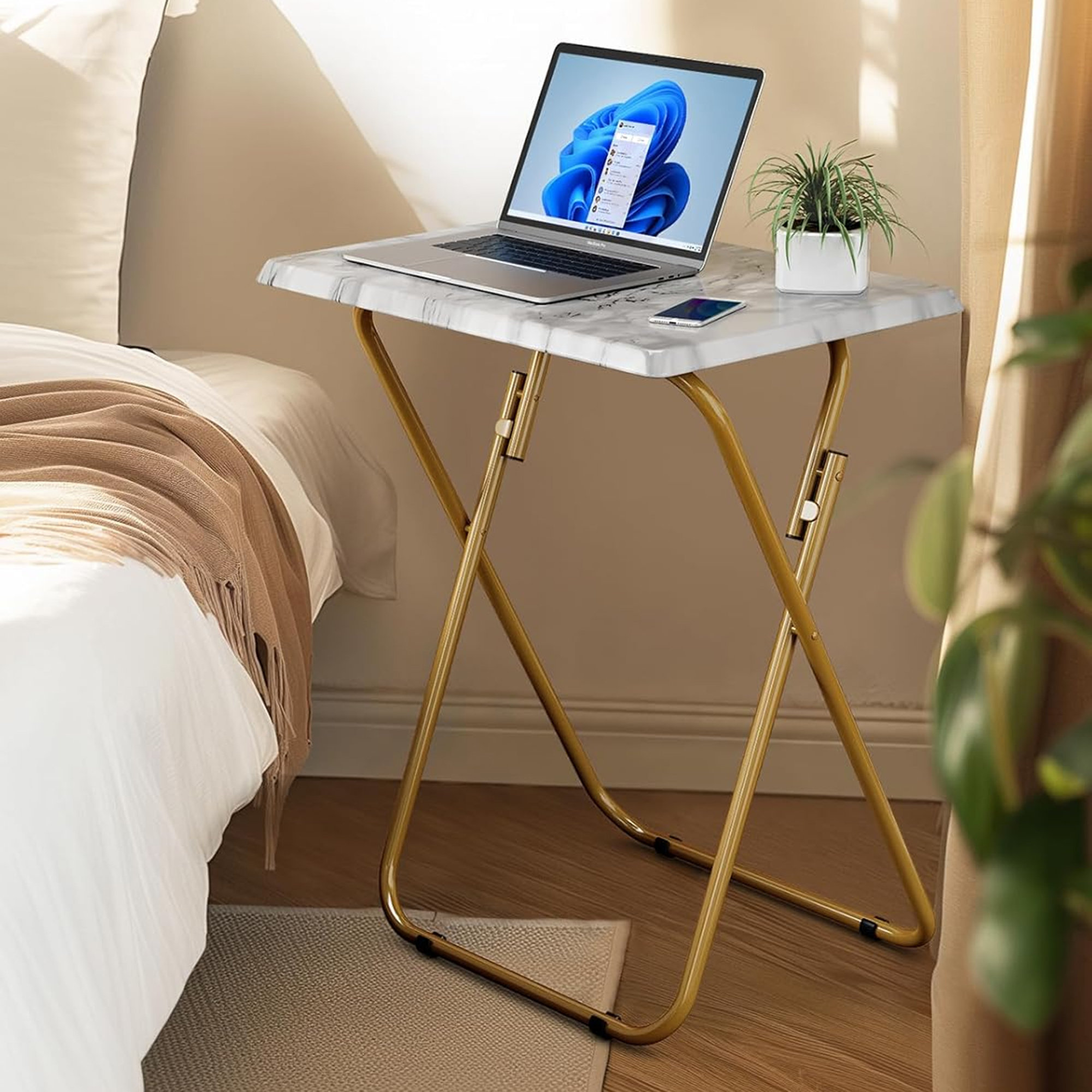 KIBNOF Folding TV Tray Table -Stable Tray Table with No Assembly ...