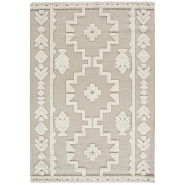 Foundstone Annabel Luxury Power Loom White/Grey Indoor/Outdoor Rug ...