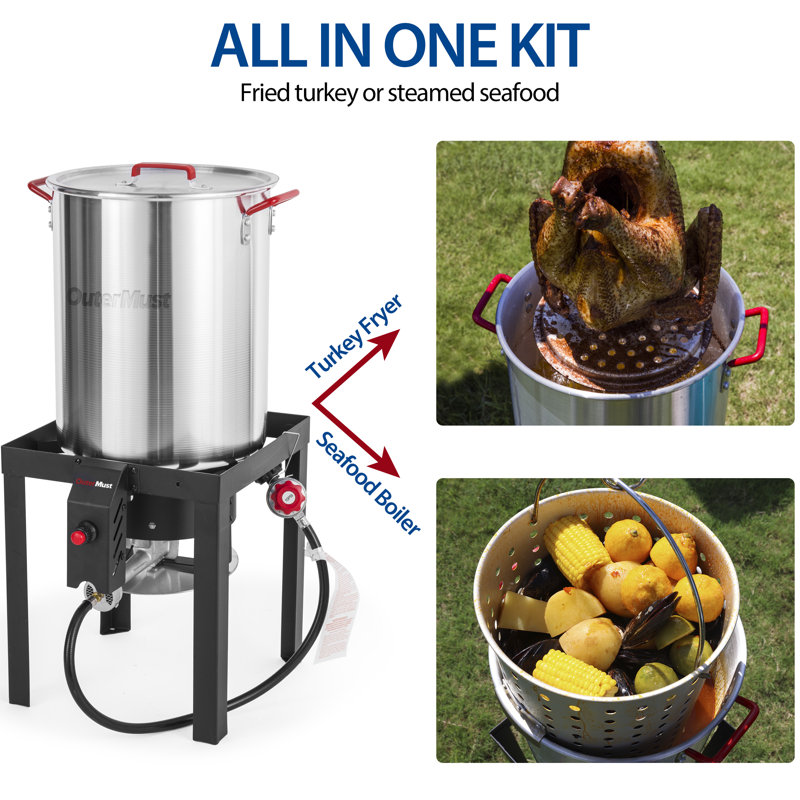 OuterMust Propane 30QT Deep Fryer & 10QT Fish Fryer Boiler Steamer Set ...