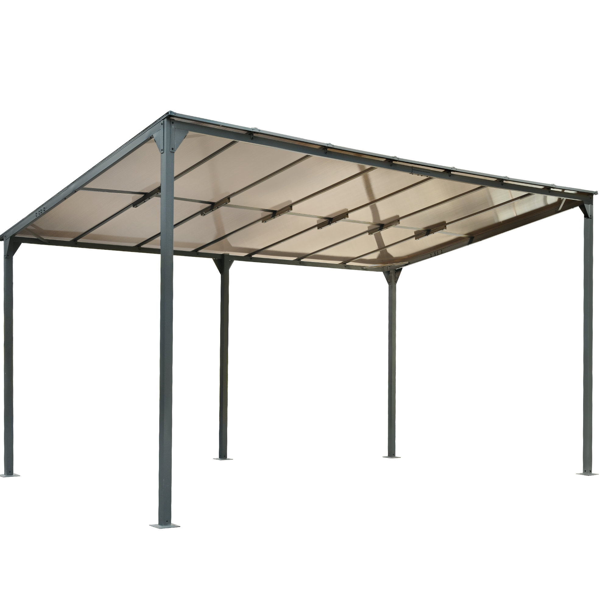NFusion Solara Modern Wall-Mounted Gazebo With Roof, Powder-Coated Iron ...