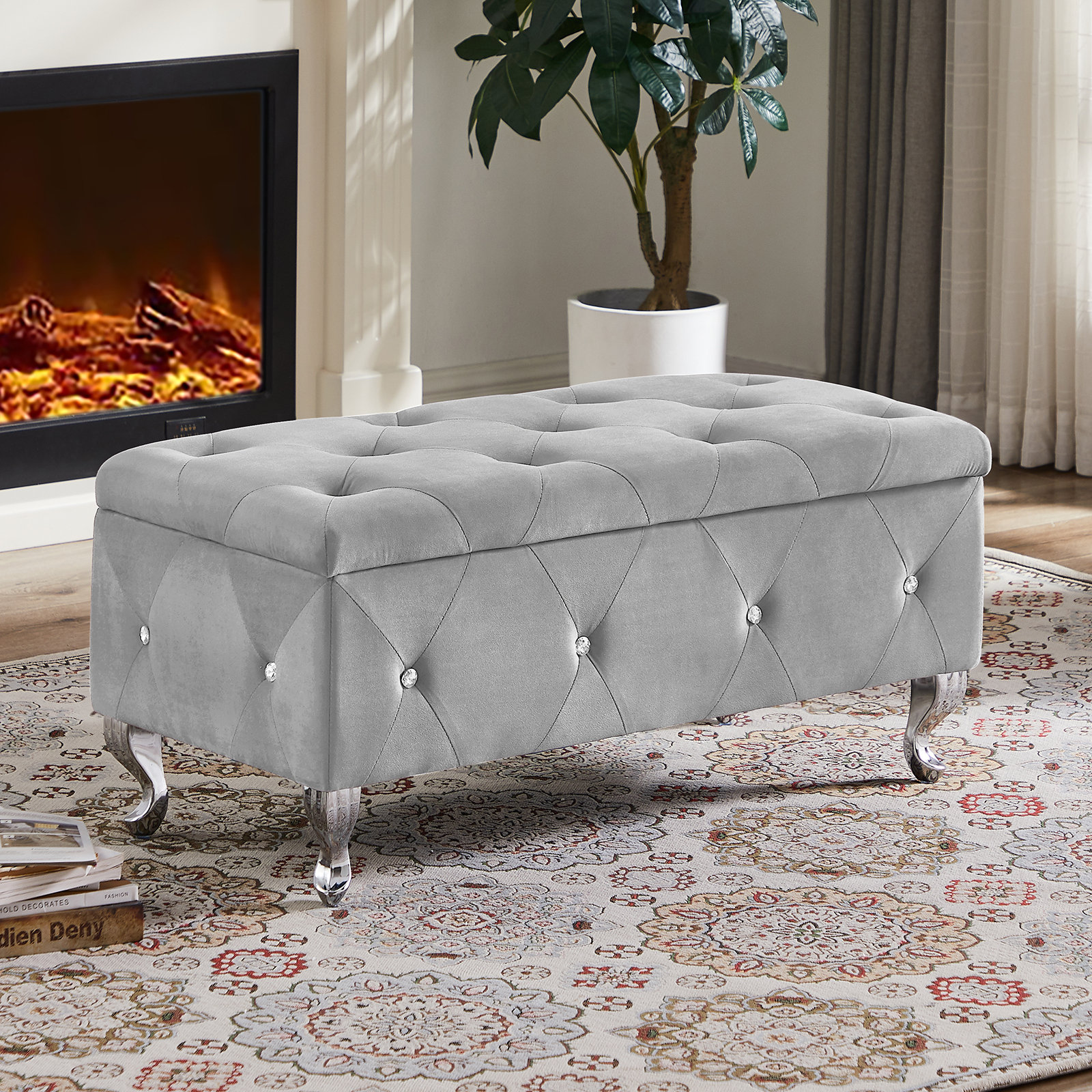Rosdorf Park Janyra Velvet Upholstered Storage Bench - Wayfair Canada