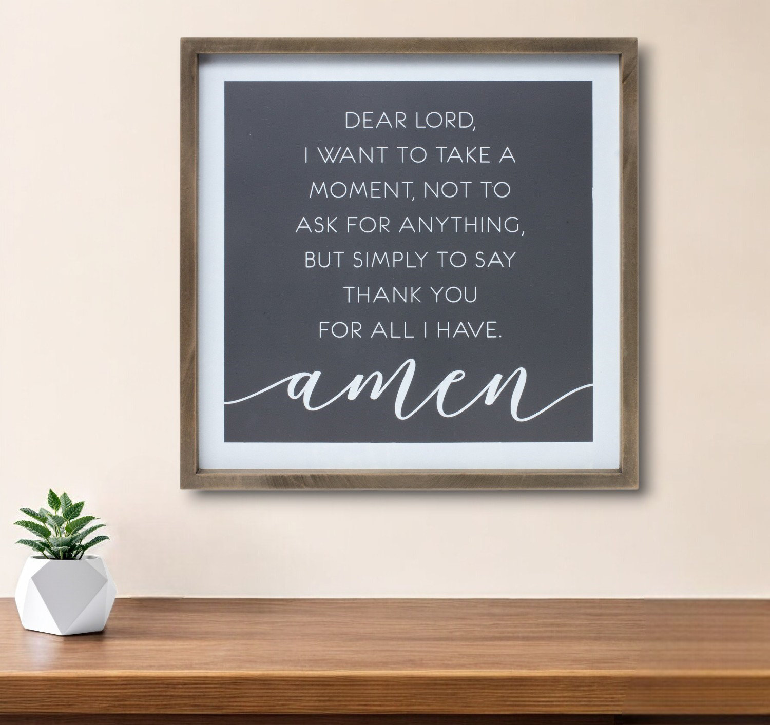 HomeRoots 20" X 20" Gray and White Thankful Prayer Wall Decor | Wayfair