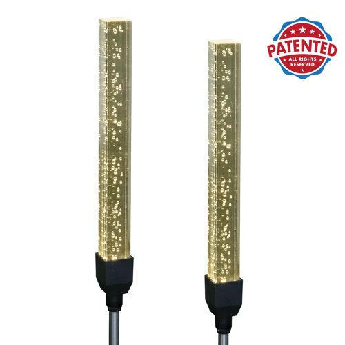 Exhart Solar Square Stationary Bubble Garden Stakes, 2.5 by 30 Inches ...