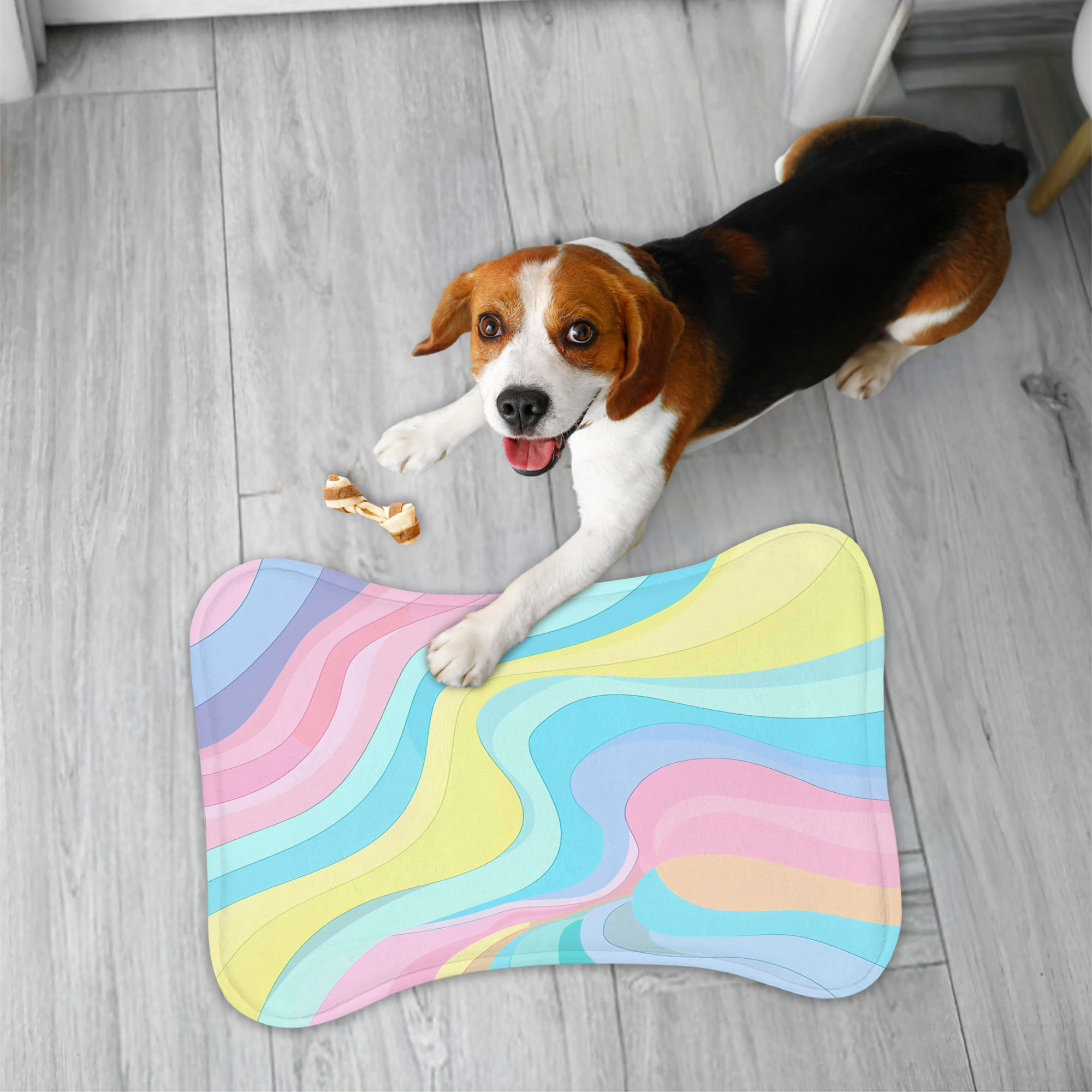 MentionedYou Psychedelic Wave Patterns - 1 Piece Bone Shape Feeding Mat ...