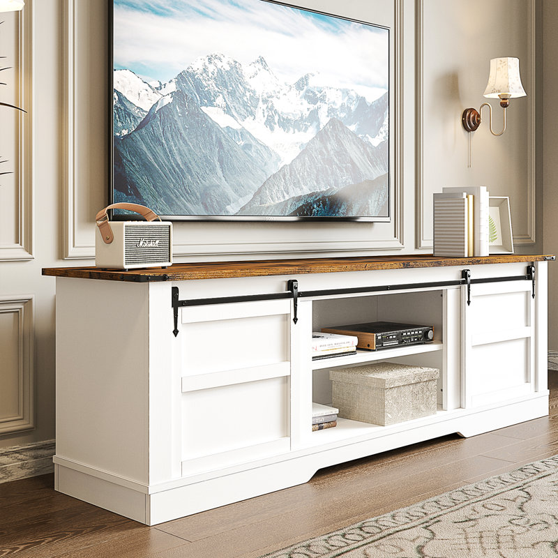 August Grove® 66” Farmhouse Tv Stand, Modern Rustic Entertainment ...