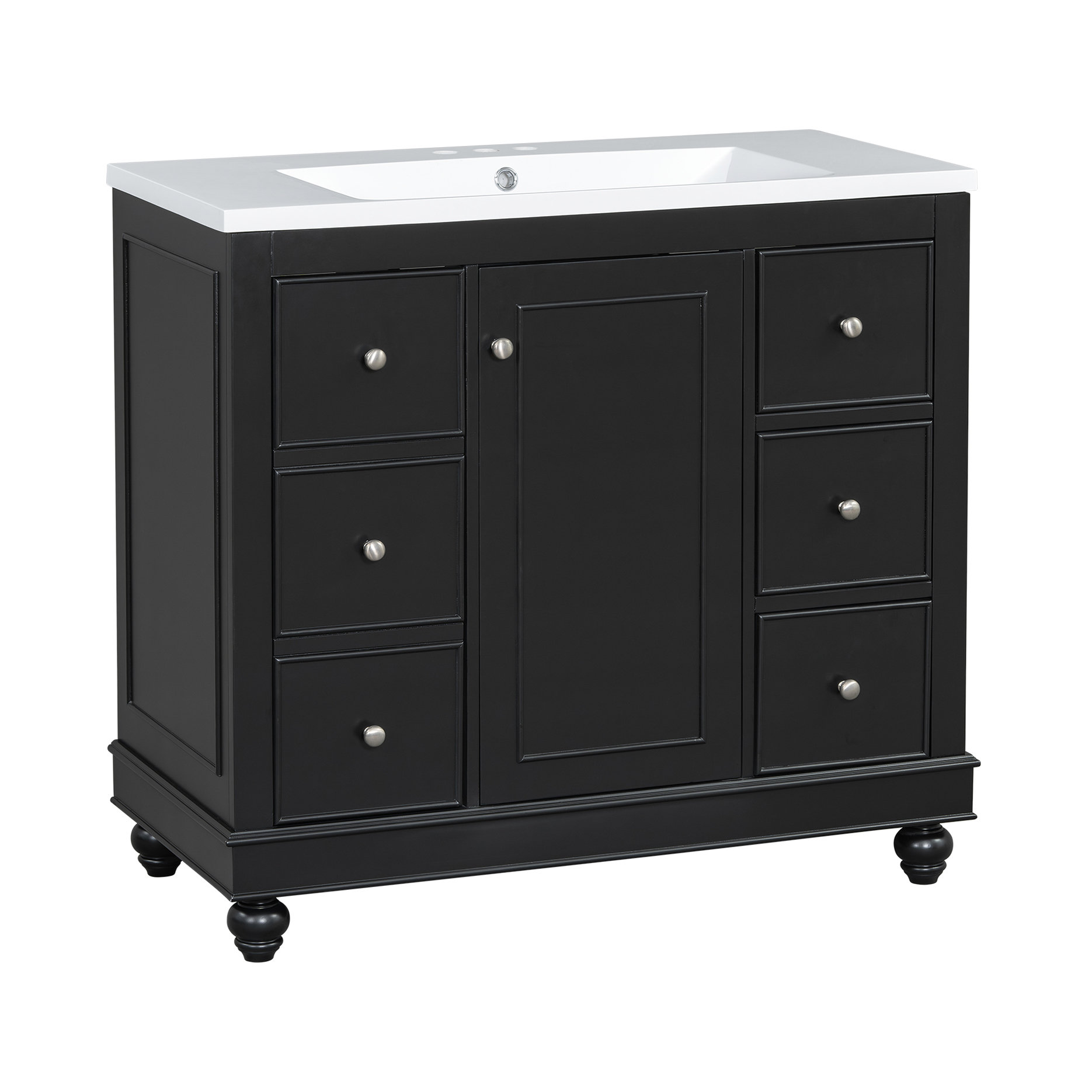 Ebern Designs Contemporary Bathroom Cabinet, 36X18x34 Inches, 4 Drawers ...