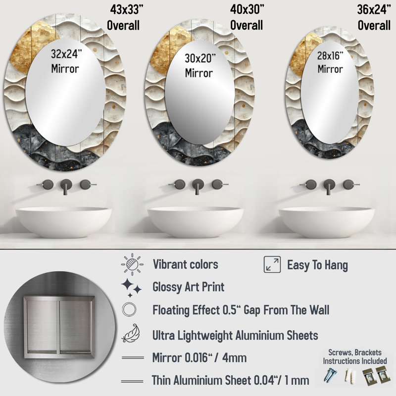 Mercer41 Grey Inca Legacy Sunrise Tiles II - Geometric Oval Decorative ...