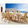 Lark Manor 6 Seater Acacia Wood Garden Dining Set Cain with Parasol (12 ...