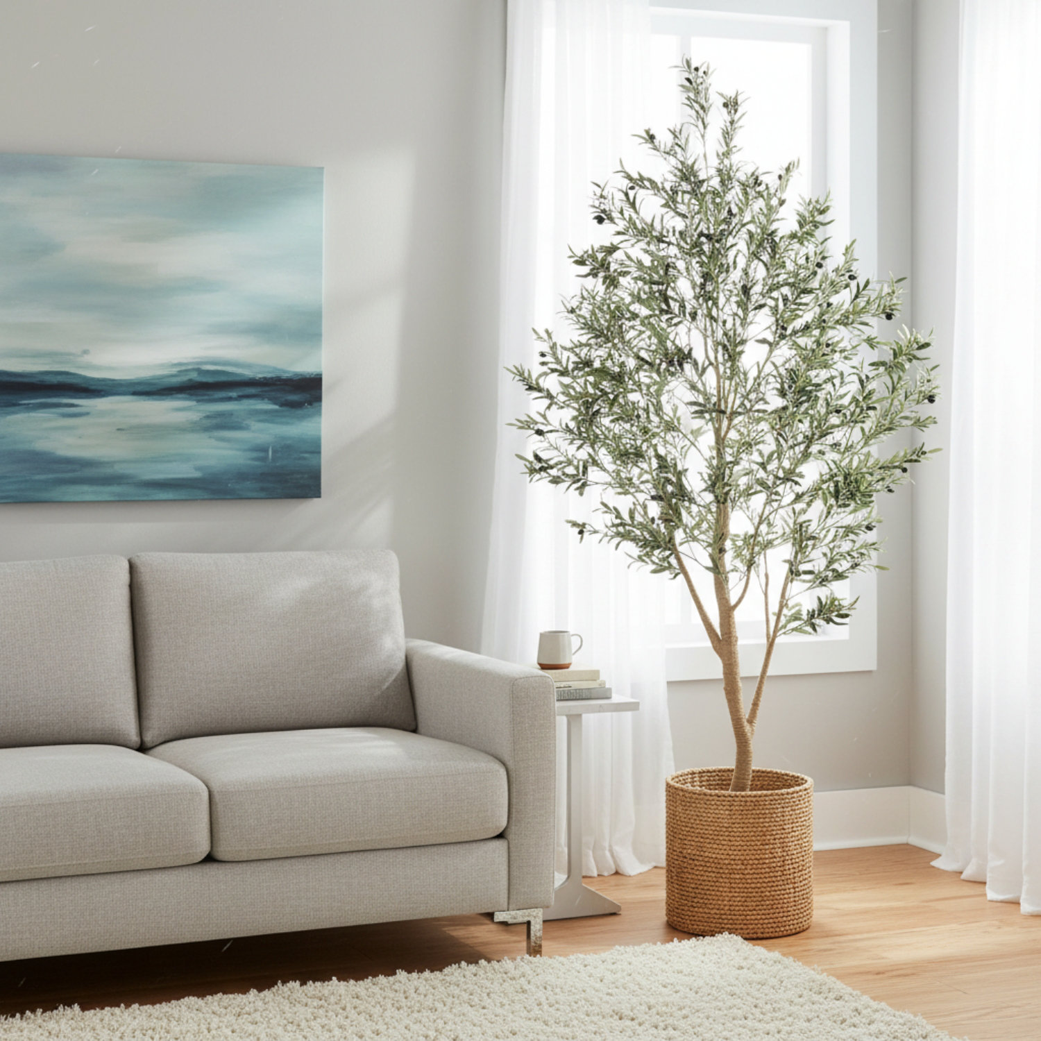 Hokku Designs 9ft Artificial Olive Tree With Leaves, Branches, And ...