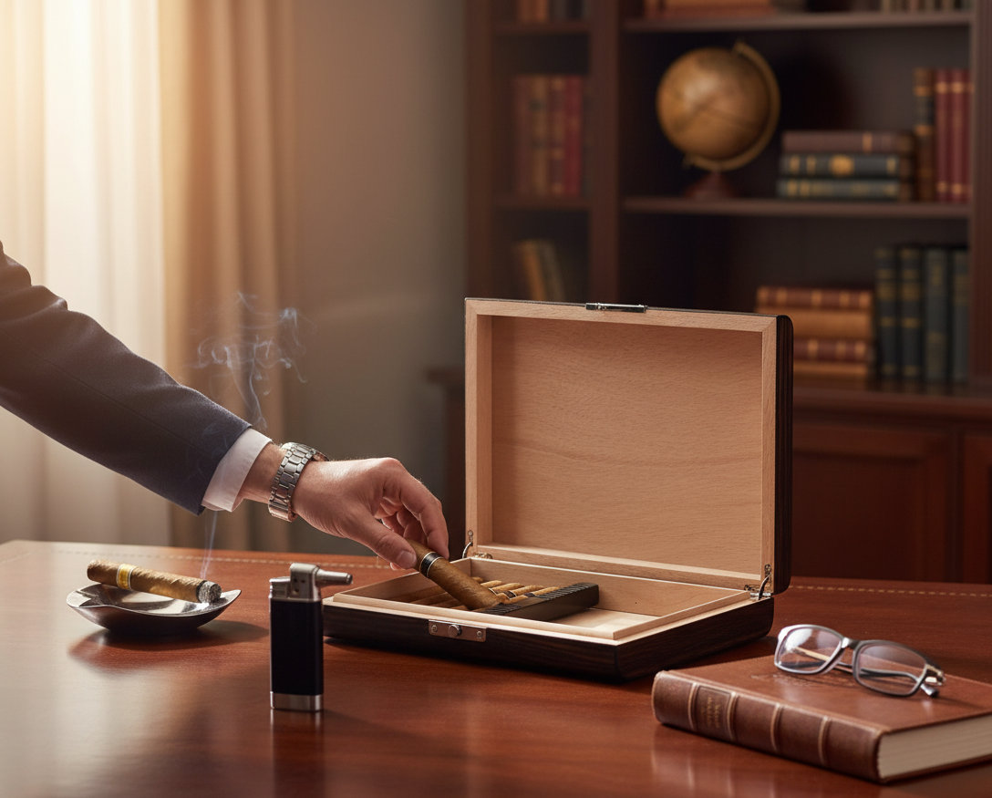 Latitude Run® Visol Ebony Wood Travel Cigar Humidor With Humidifier ...