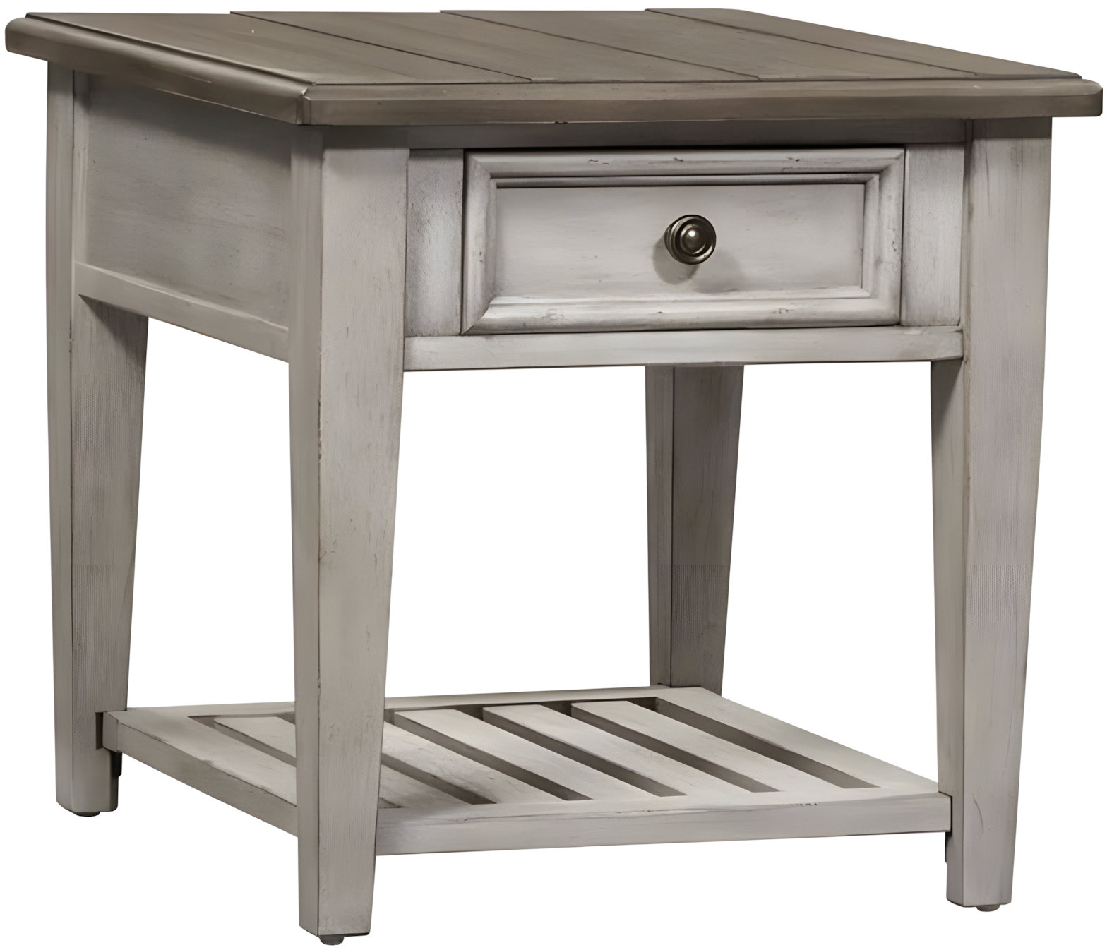 One Allium Way® Solid Rubberwood Drawer End Table With Antique White ...
